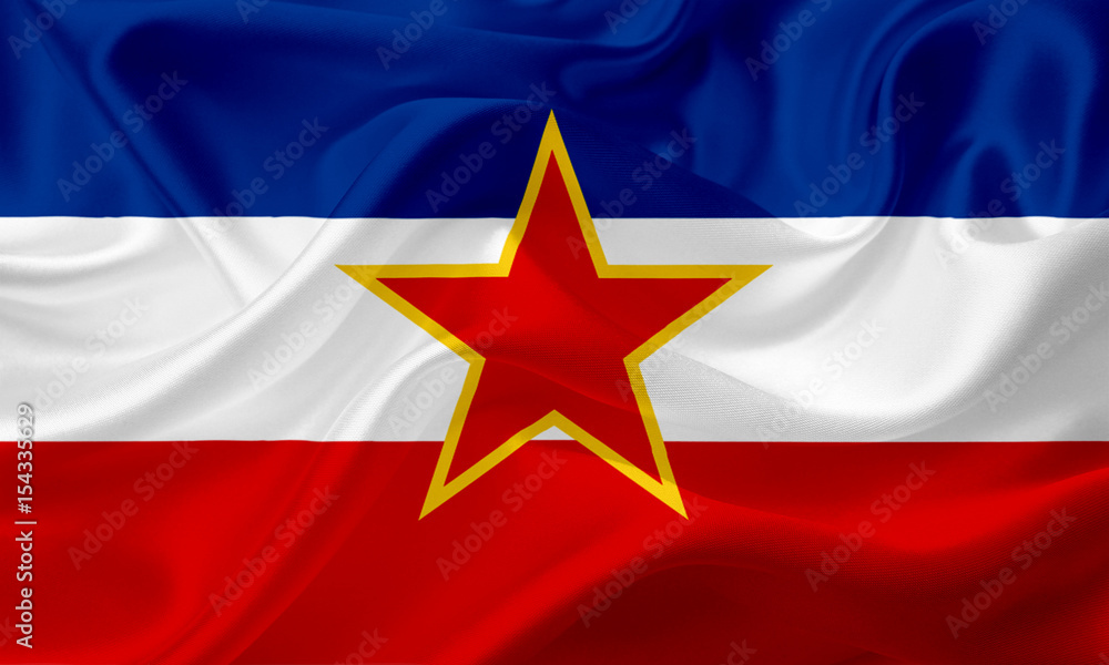 Flag of Yugoslavia, with waving fabric texture Stock Illustration ...