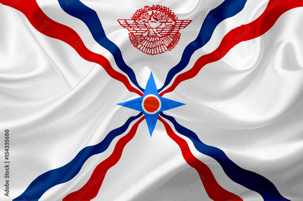 Flag of Assyria, with waving fabric texture Stock Illustration | Adobe ...