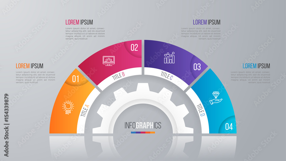 Vector circle chart template for infographics with 4 options. Stock ...