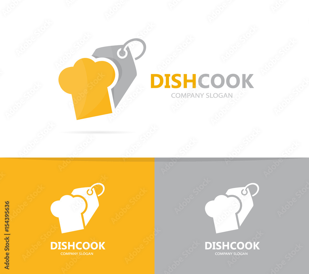 Vector of chef hat and tag logo combination. Kitchen and shop symbol or ...
