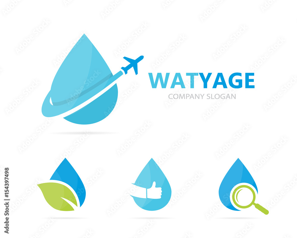 Vector of oil and airplane logo combination. Drop and travel symbol or ...