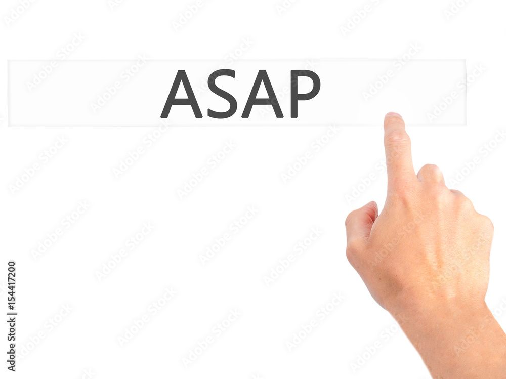 ASAP - Hand pressing a button on blurred background concept on visual ...