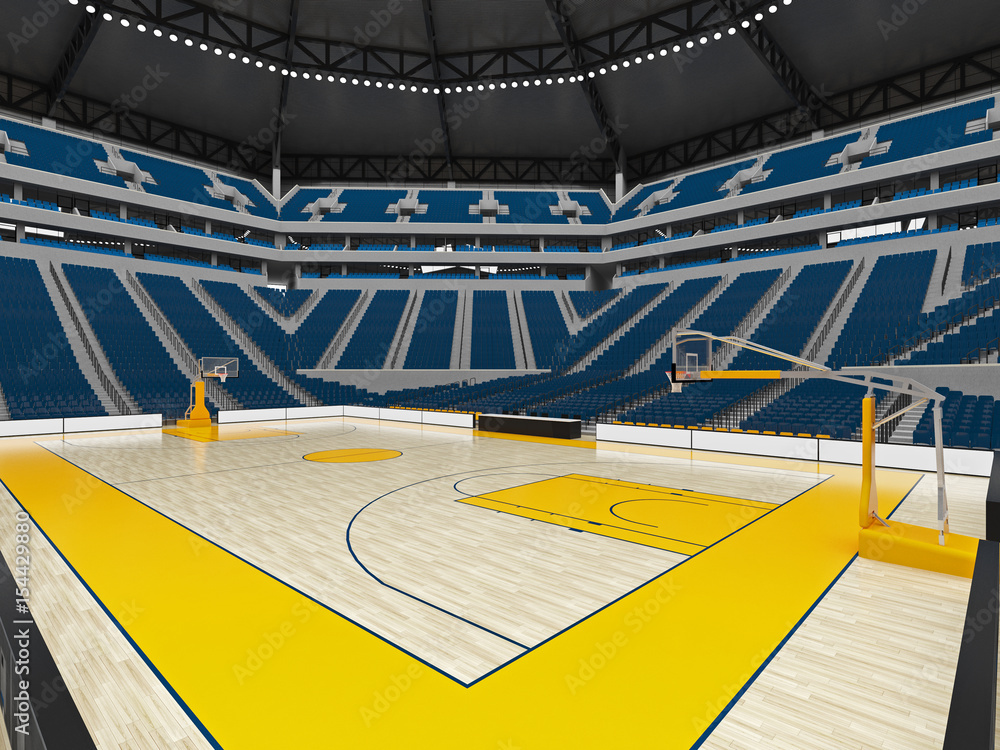 Beautiful modern sport arena for basketball with floodlights blue ...