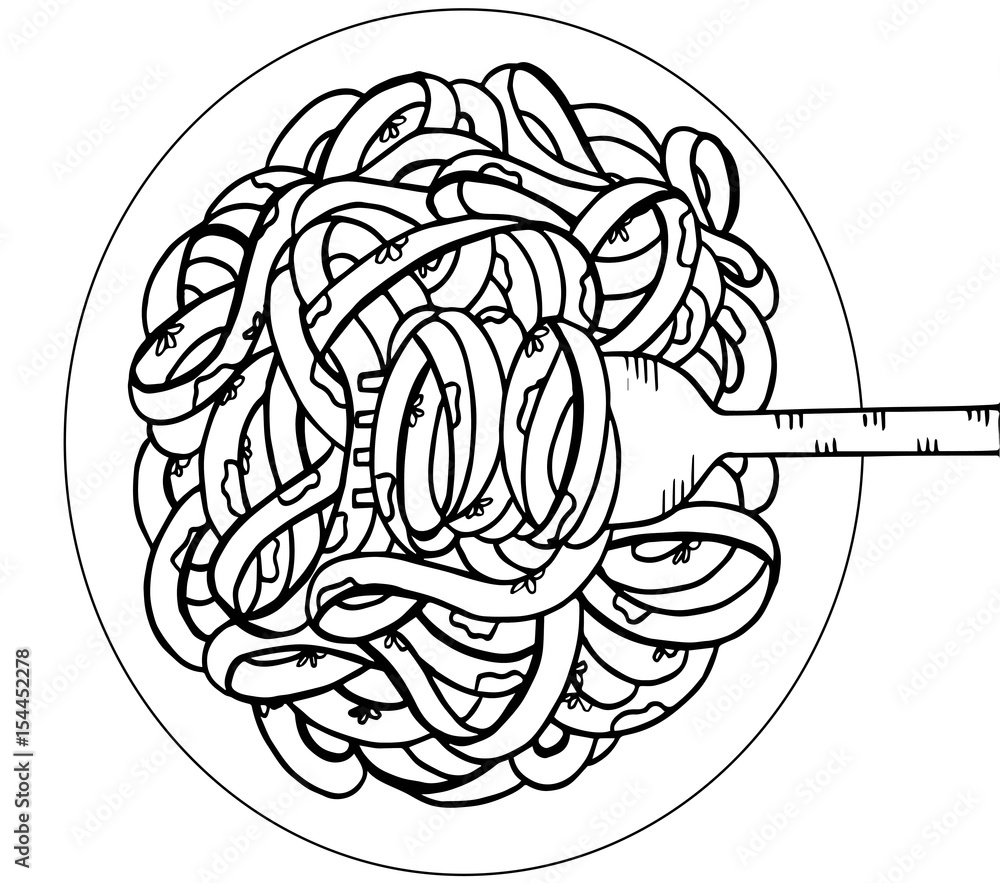 spaghetti doodle, hand drawing Stock Illustration | Adobe Stock
