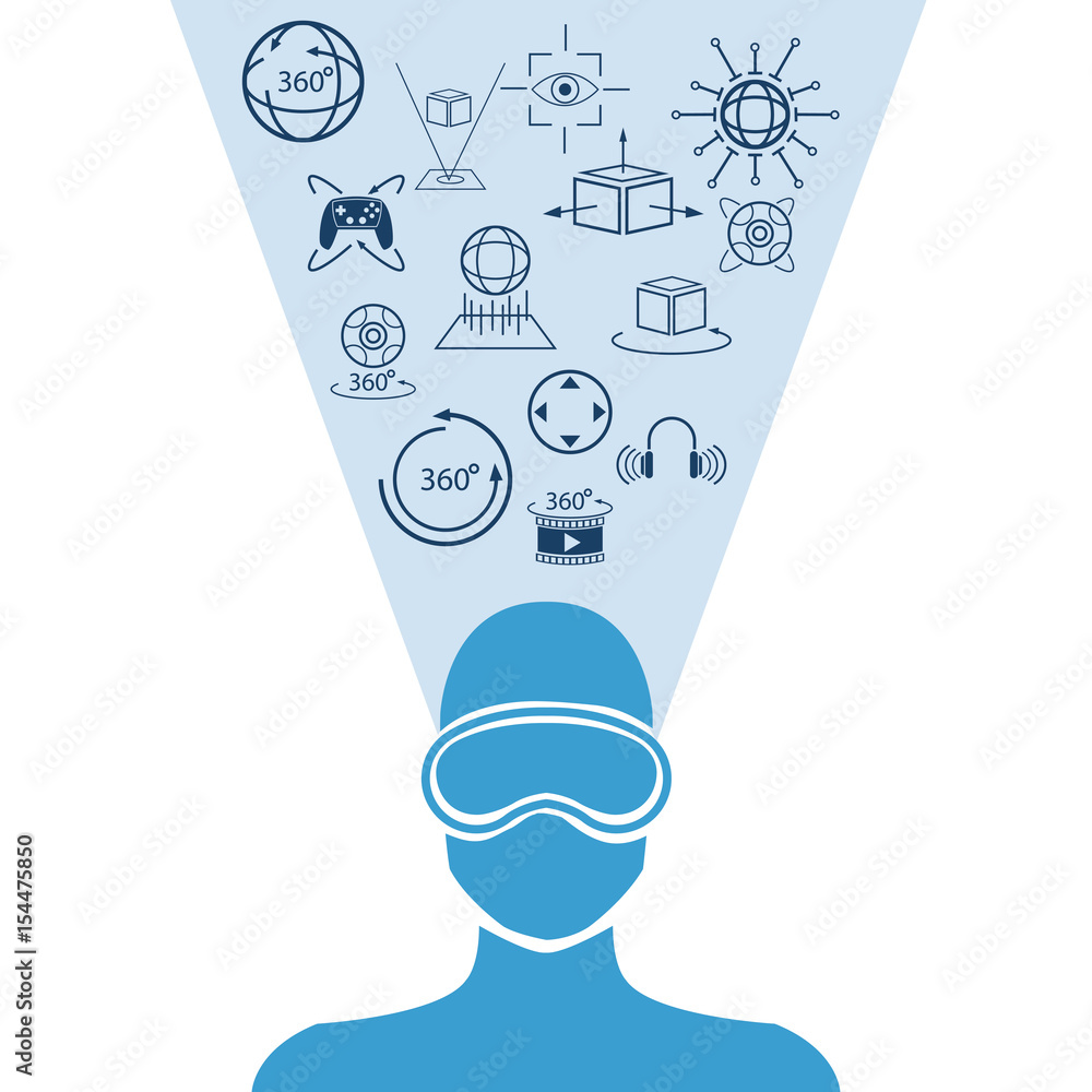 silhouette human head virtual reality icons vector illustration Stock ...