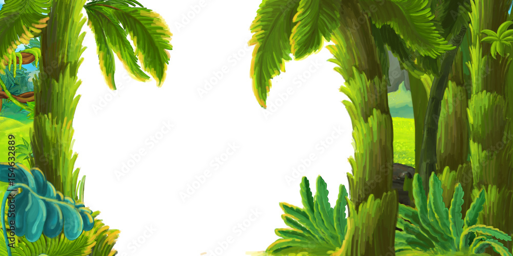 cartoon nature scene jungle frame Stock Illustration | Adobe Stock