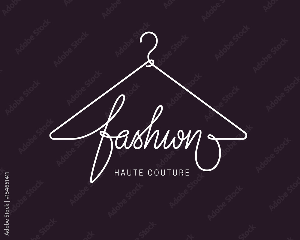 Creative fashion logo design. Vector sign with lettering and hanger ...
