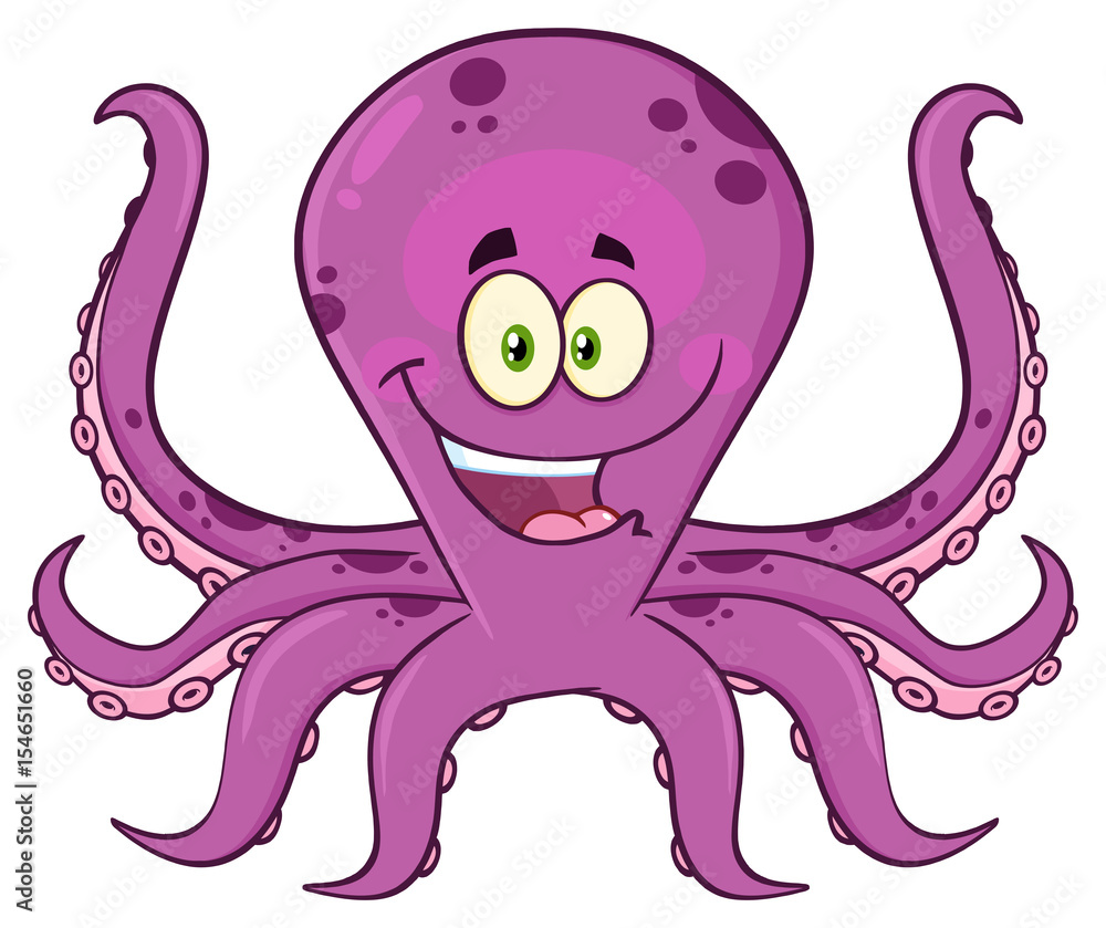 Octopus Cartoon Mascot Character. Illustration Isolated On White ...