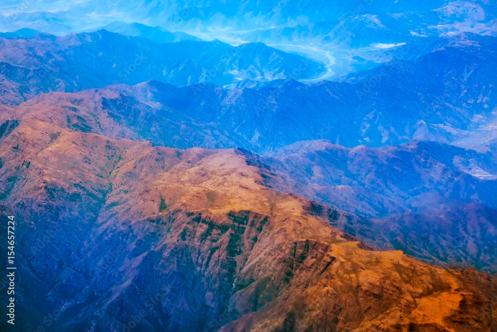 Mountain range form the airplane Stock Photo | Adobe Stock