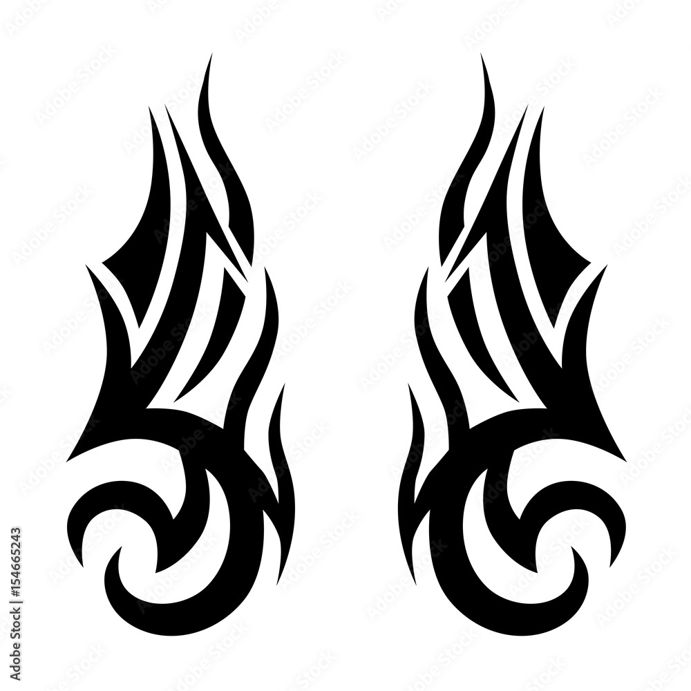 TRIBAL TATTOO ART DESIGNS. Sketched simple isolated vector. Tattoo idea ...