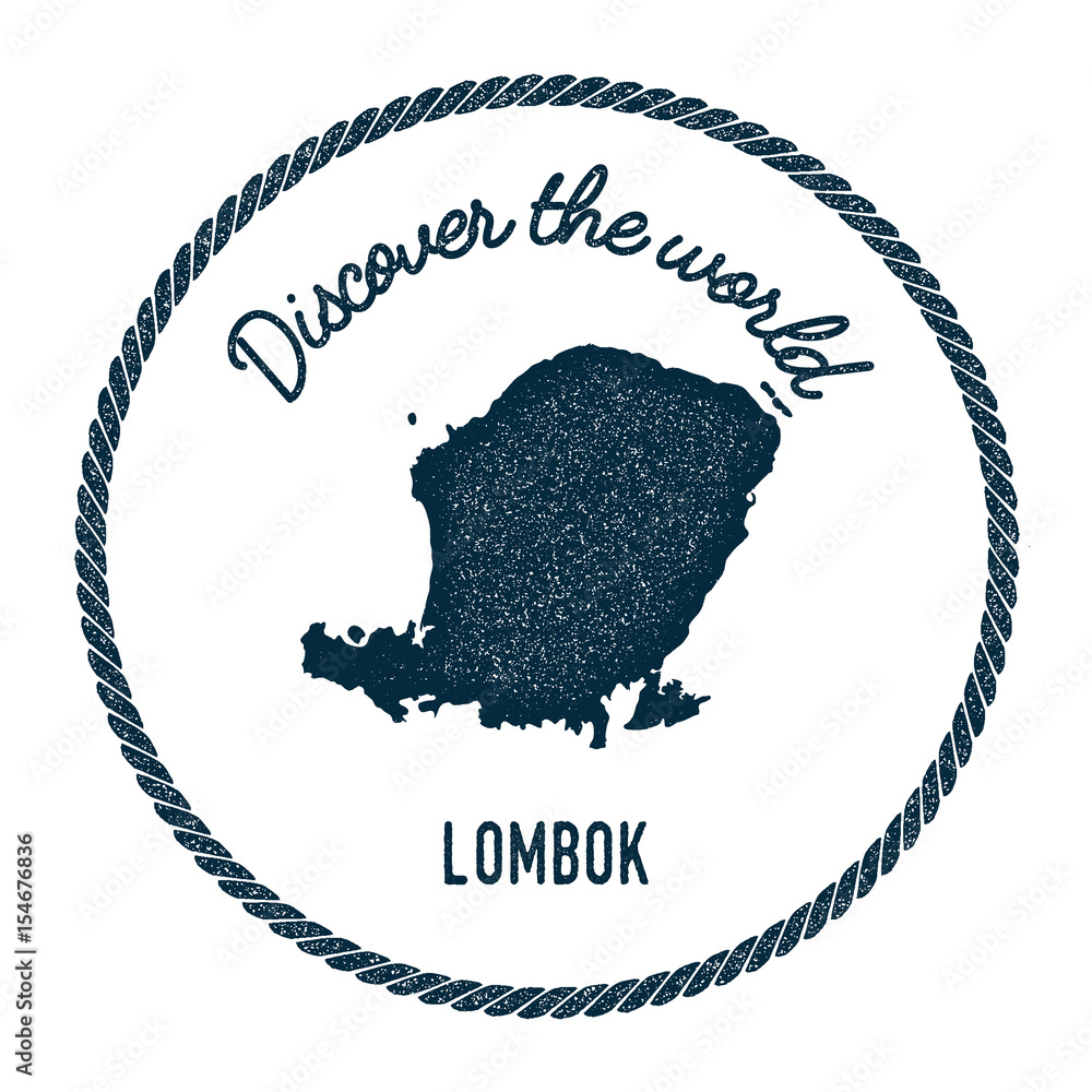 Lombok map in vintage discover the world insignia. Hipster style ...