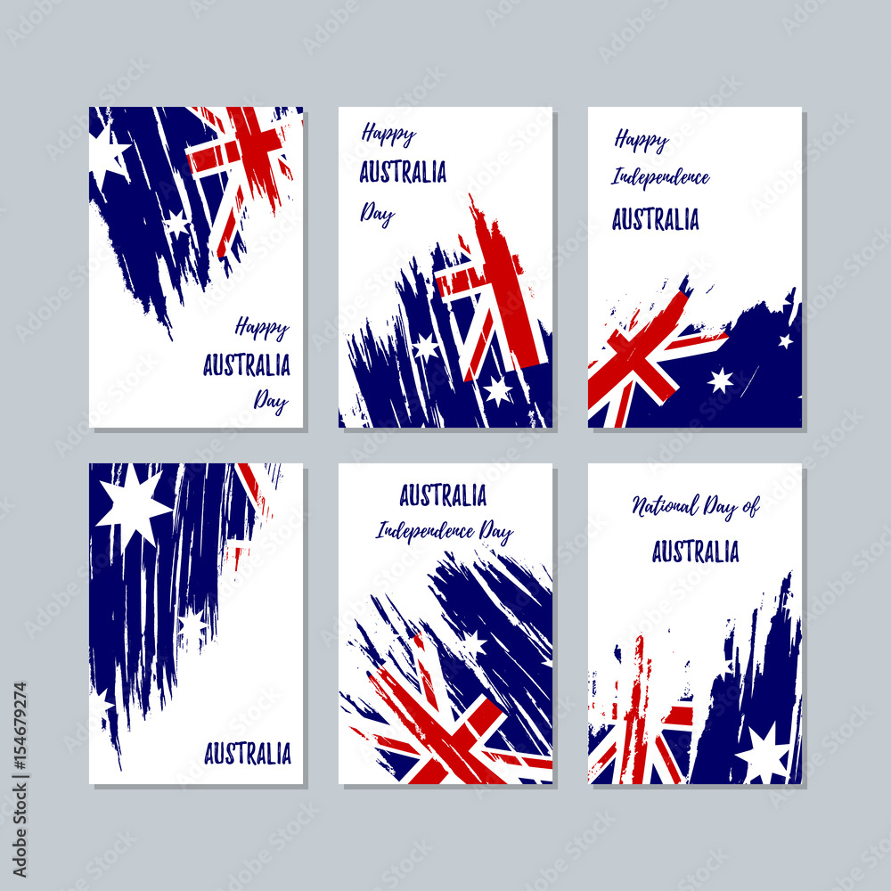 Australia Patriotic Cards for National Day. Expressive Brush Stroke in ...