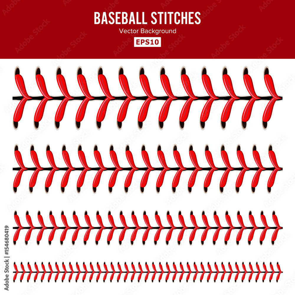 Baseball Stitches Vector. Lace From A Baseball Isolated On White ...