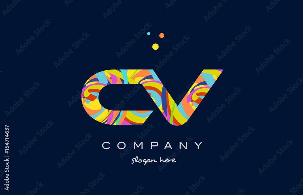cv c v colorful alphabet letter logo icon template vector Stock Vector ...