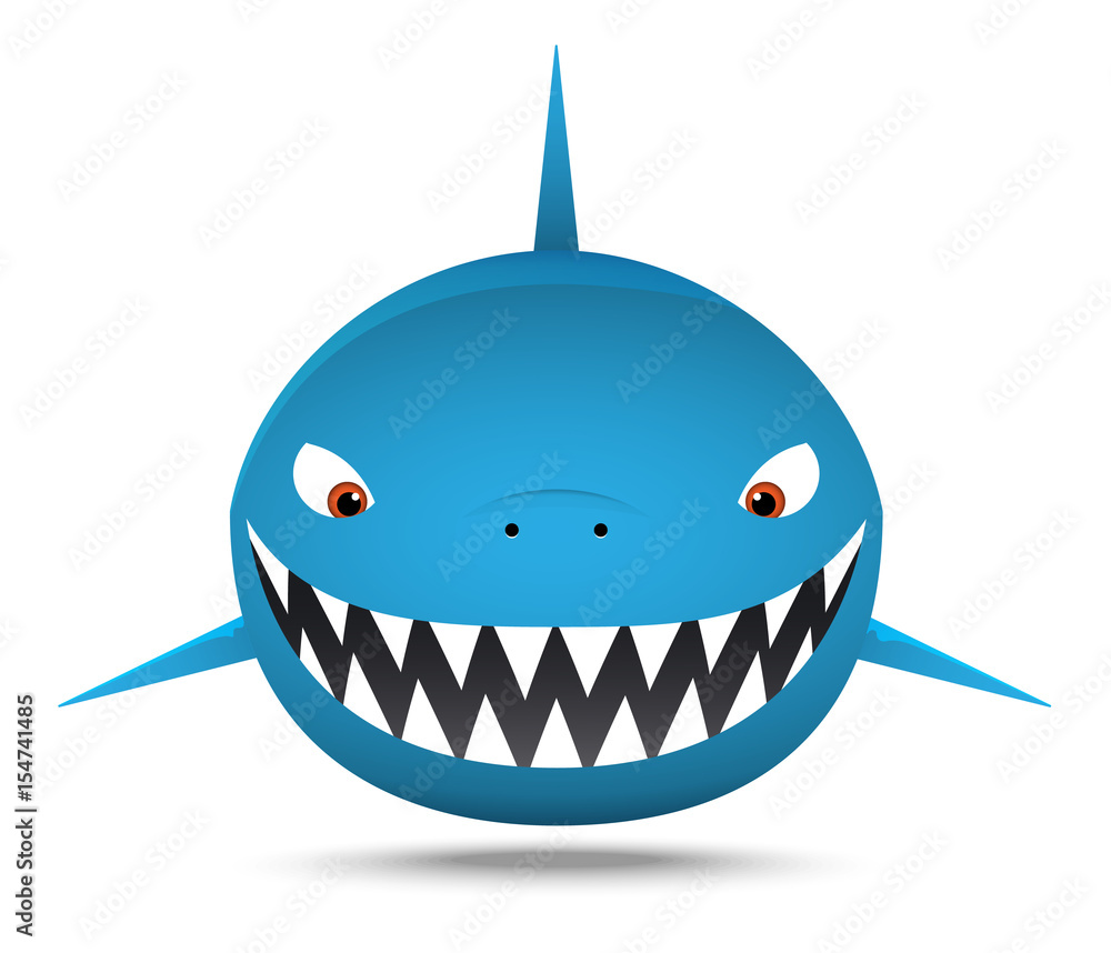 Smiling Fat shark, cartoon Stock Vector | Adobe Stock
