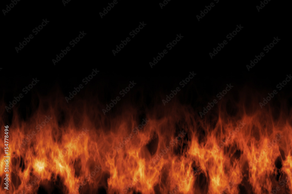 Realistic fire isolated on black background. Stock Photo | Adobe Stock