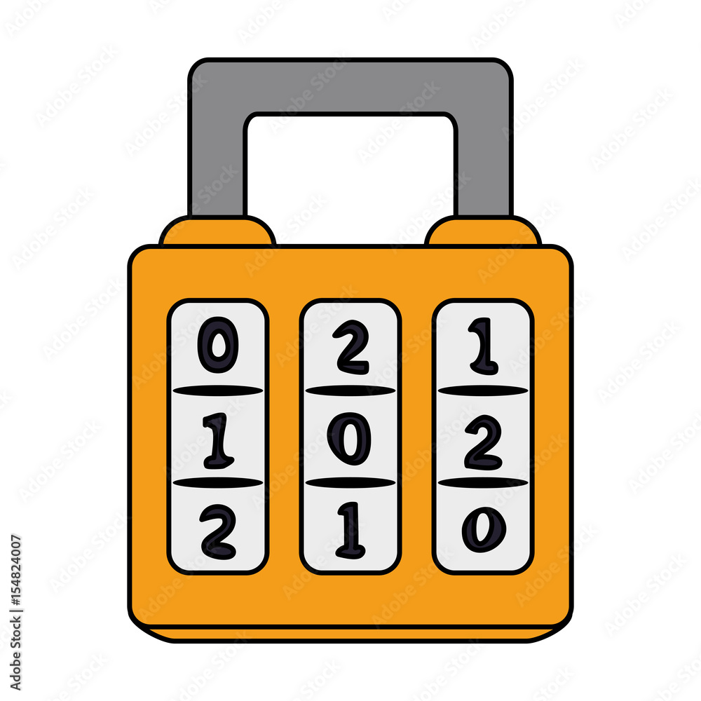 color image cartoon combination padlock with square body vector ...