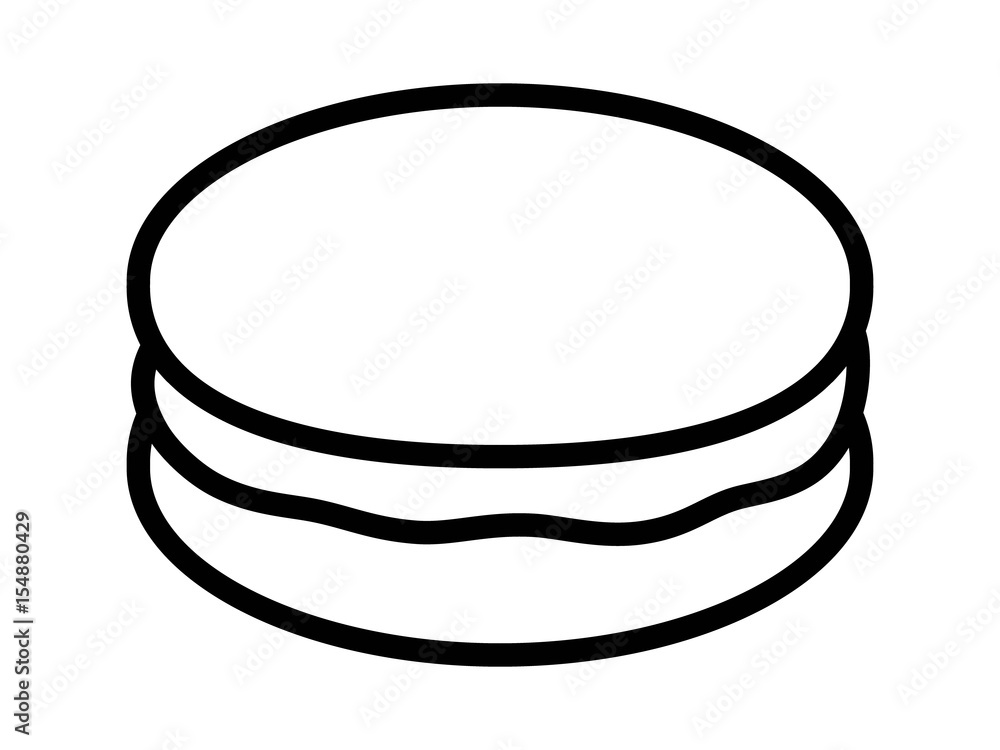 Macaroon or macaron sweet meringue confection line art vector icon for ...