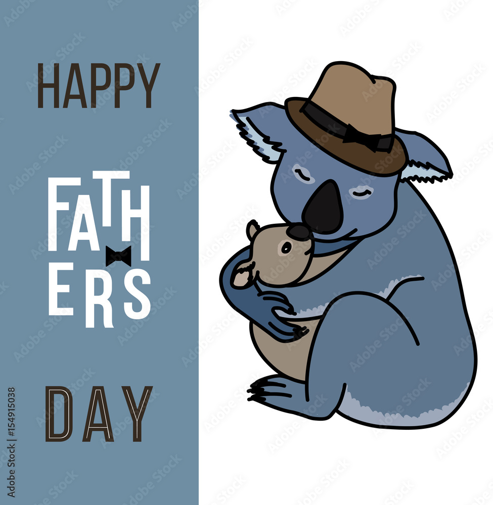 Happy fathers day card, Dad and kid animals Stock Vector | Adobe Stock