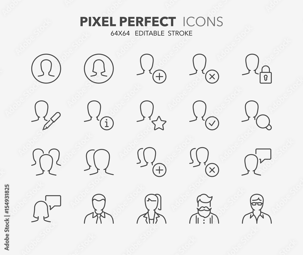 user avatar thin line icons Stock Vector | Adobe Stock