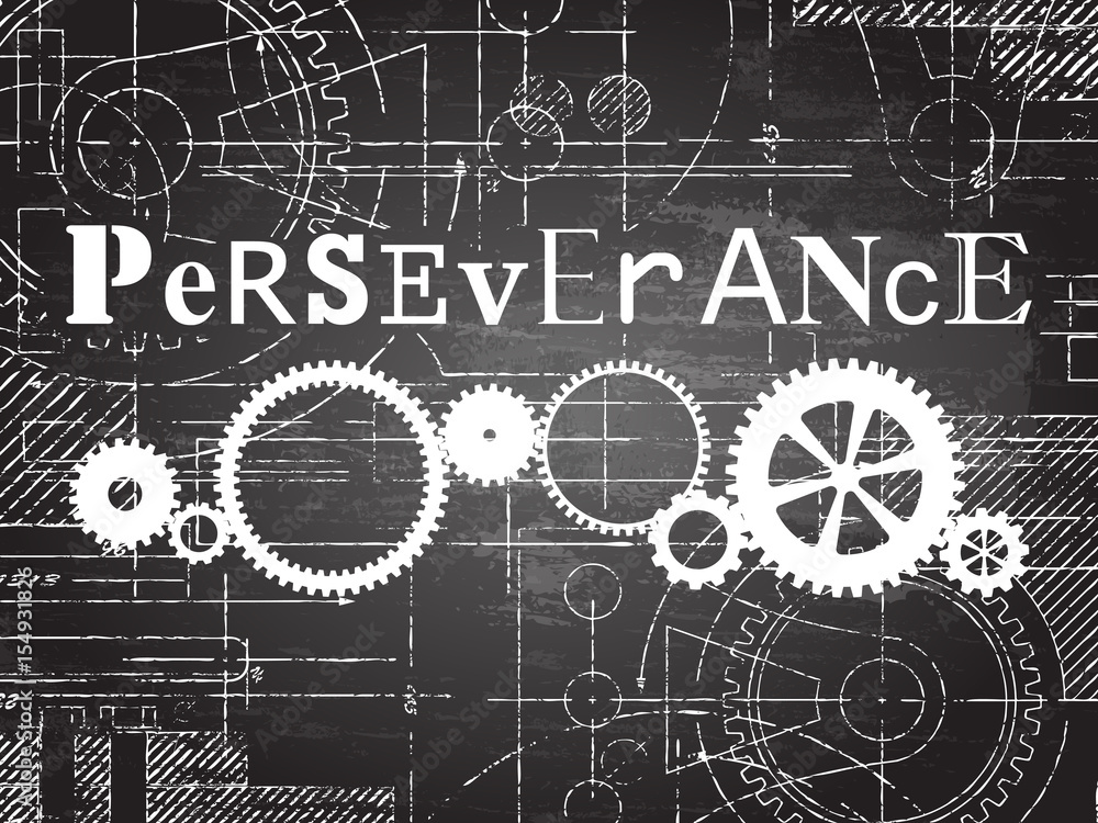 Perseverance Blackboard Tech Drawing Stock Vector | Adobe Stock