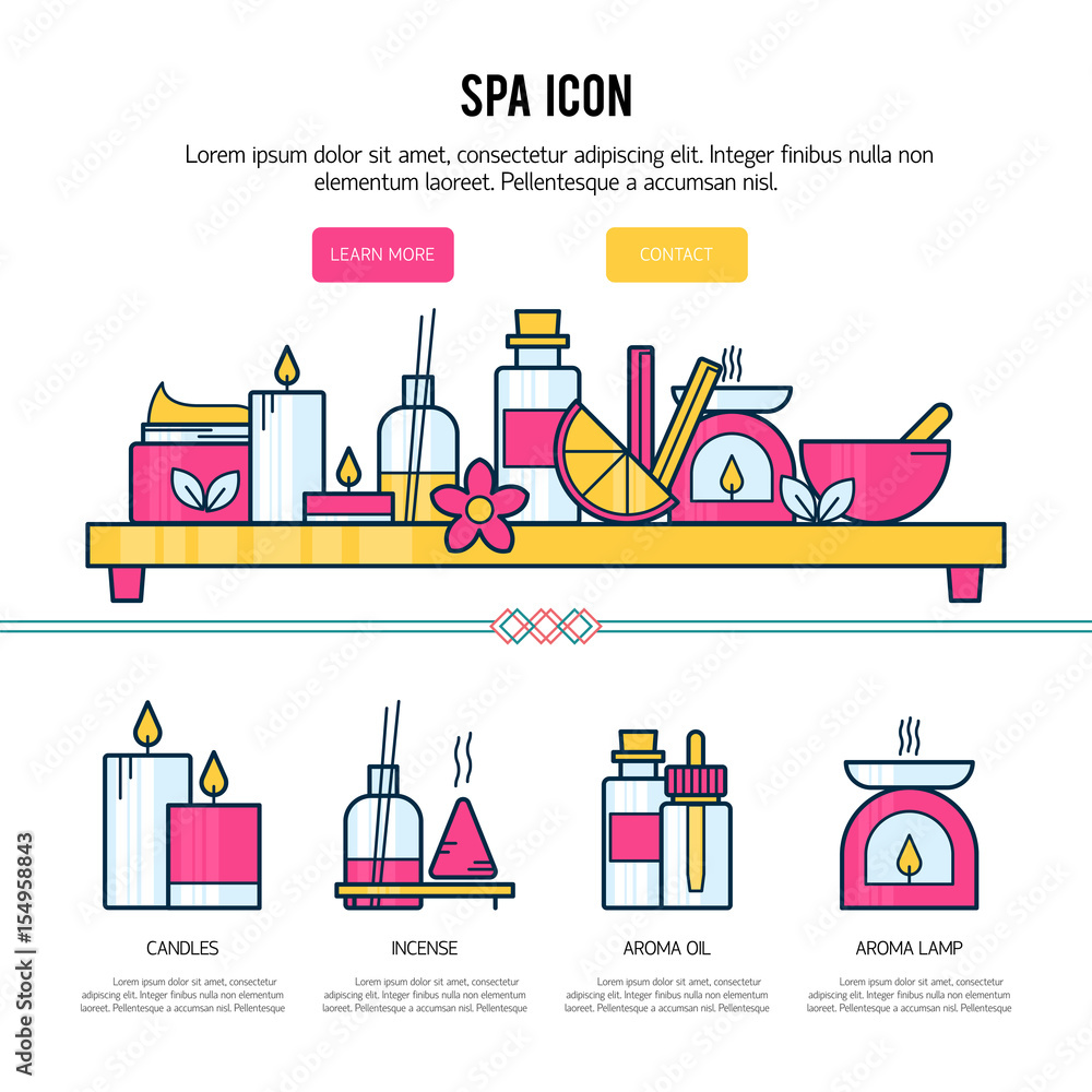 Vector composition with aromatherapy symbols. Modern template ...