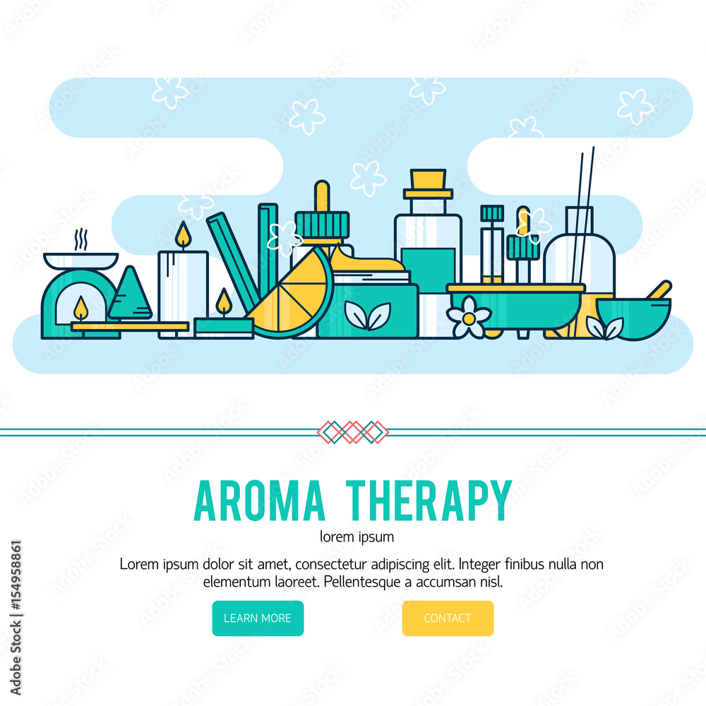 Vector composition with aromatherapy symbols. Modern template ...
