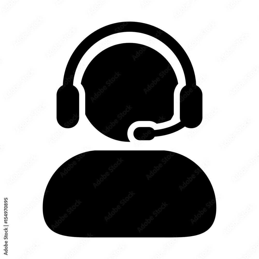 Customer Care Service and Support Icon - Vector Person Avatar with ...