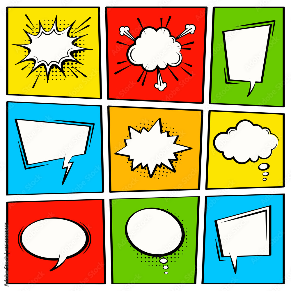 Comic vector speech box set. Speech bubble set. Cartoon pop art ...