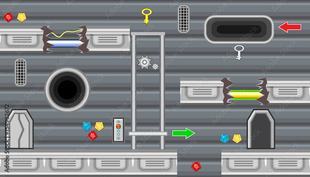 Seamless editable room with elevator and pointer for platform game ...