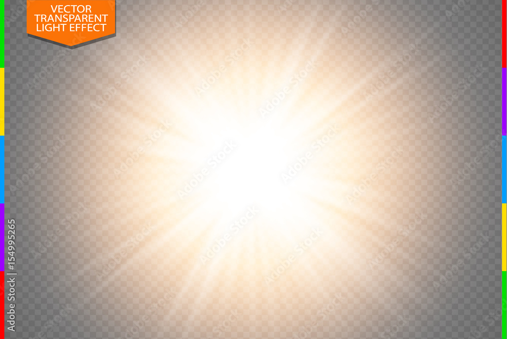 Golden glowing light burst explosion on transparent background. Vector ...