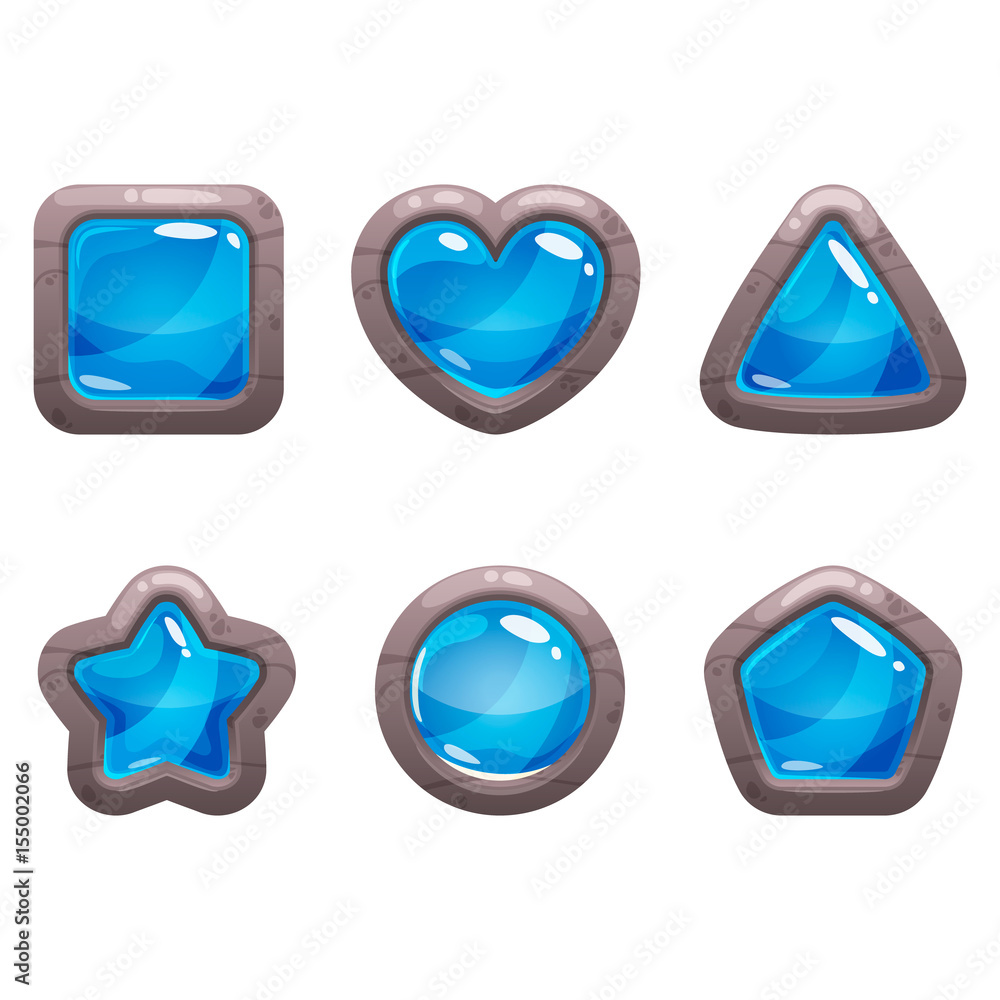 Cartoon rocky game assets, the kit for game ui development, vector gui ...