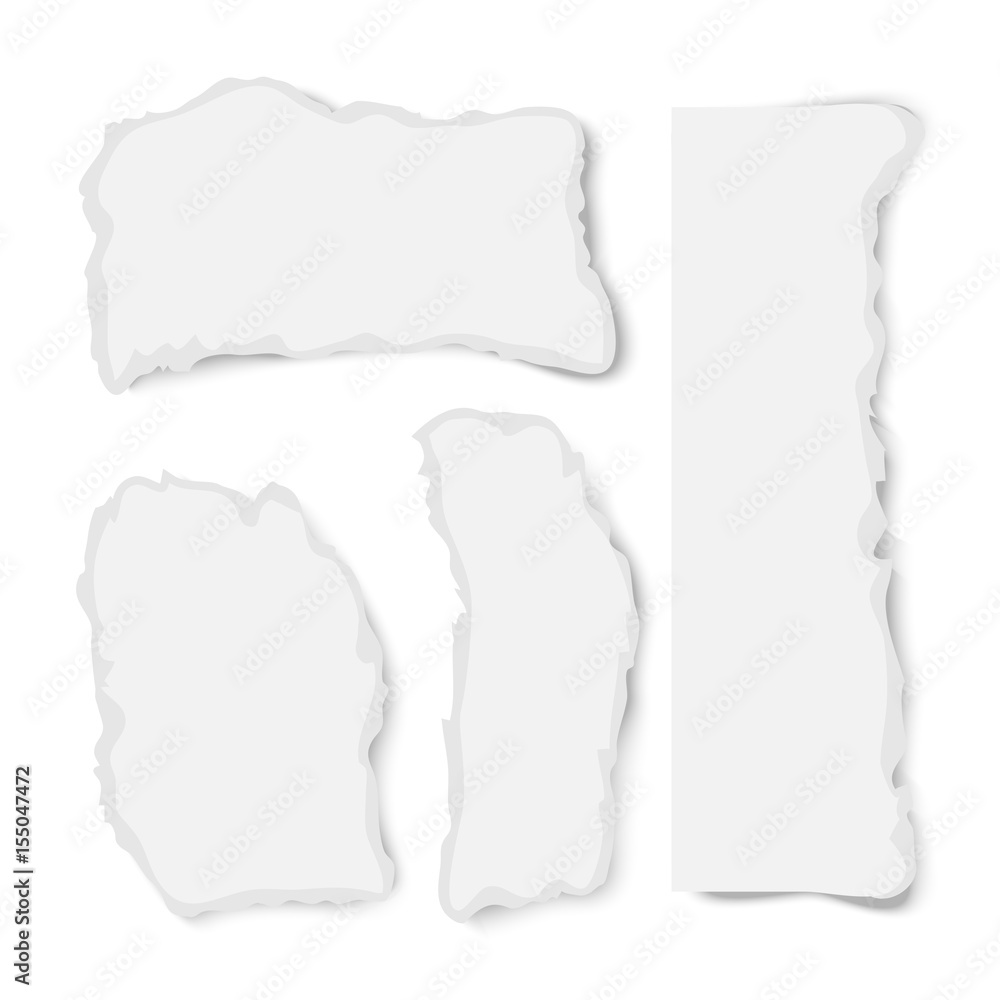 Realistic vector varoious ripped paper pieces Stock Vector | Adobe Stock