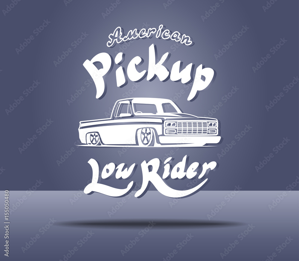 Pickup truck lowrider logo template vector illustration Stock Vector ...