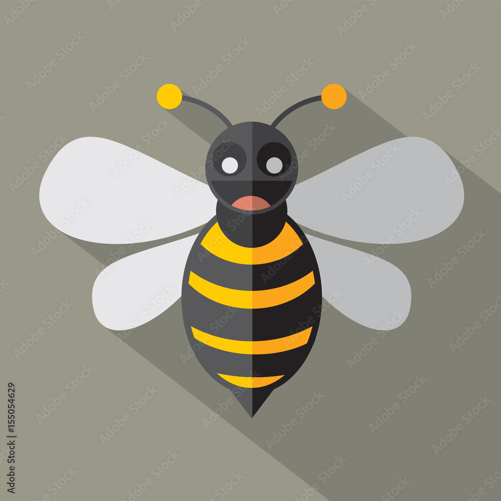 Modern Flat Design Bee Icon Vector Illustration Stock Vector | Adobe Stock