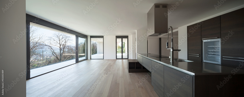 Modern kitchen with view Stock Photo | Adobe Stock