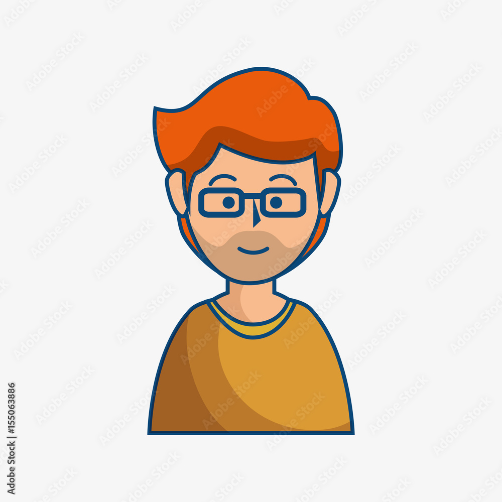 Ginger man with glasses over white background. vector illustration ...