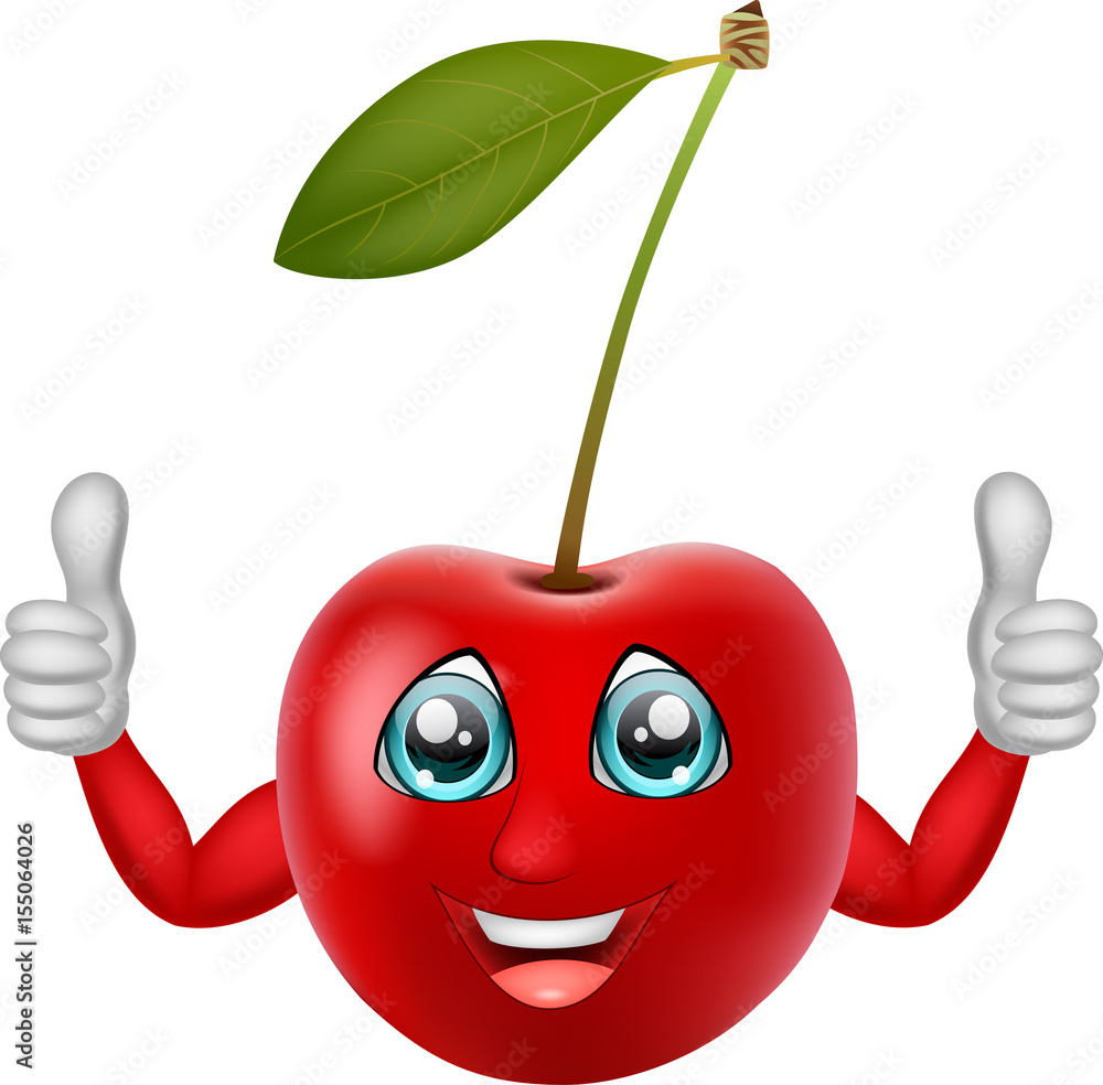 Cartoon cherry giving thumbs up. Vector illustration Stock Vector ...