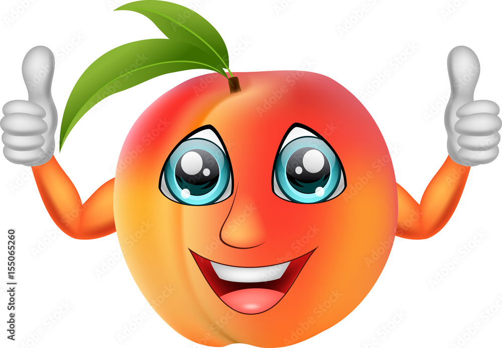 Cartoon apricot giving thumbs up. Vector illustration Stock Vector ...