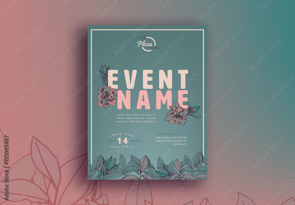 Pastel Floral Event Poster Layout Stock Template | Adobe Stock