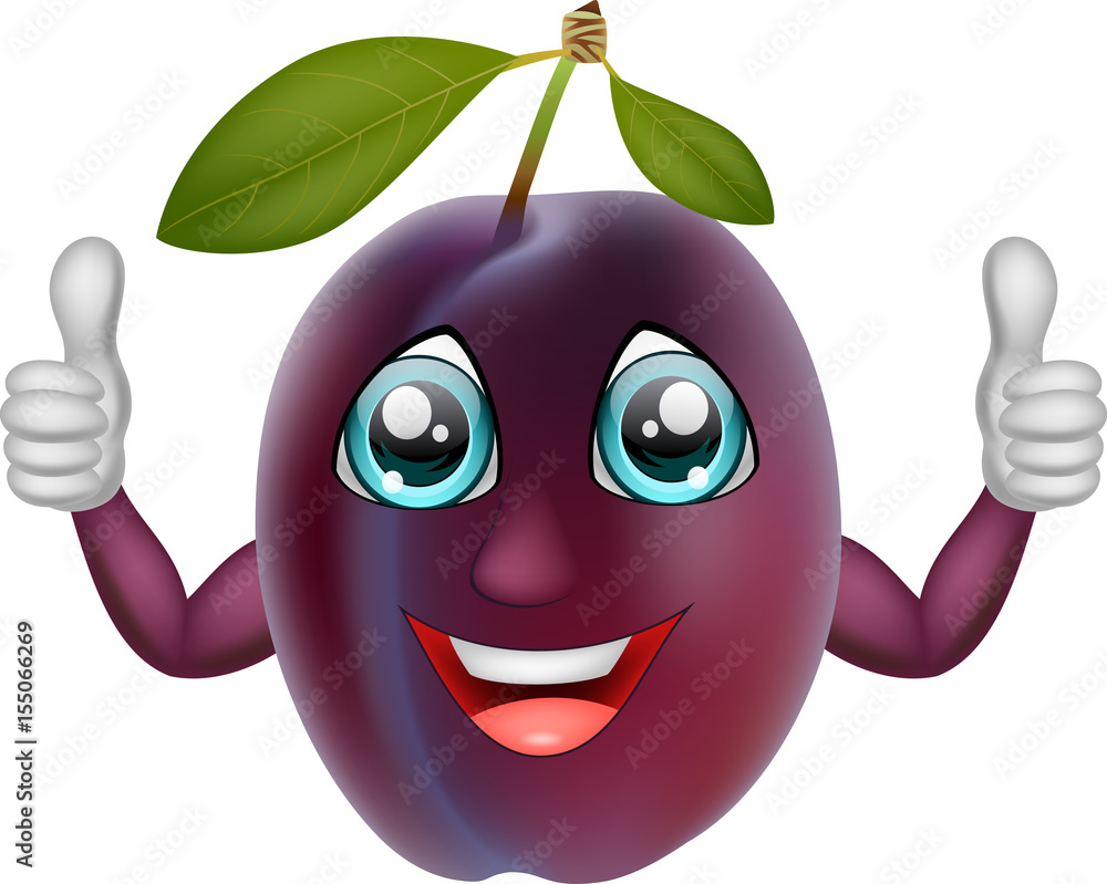 Cartoon plum giving thumbs up. Vector illustration Stock Vector | Adobe ...