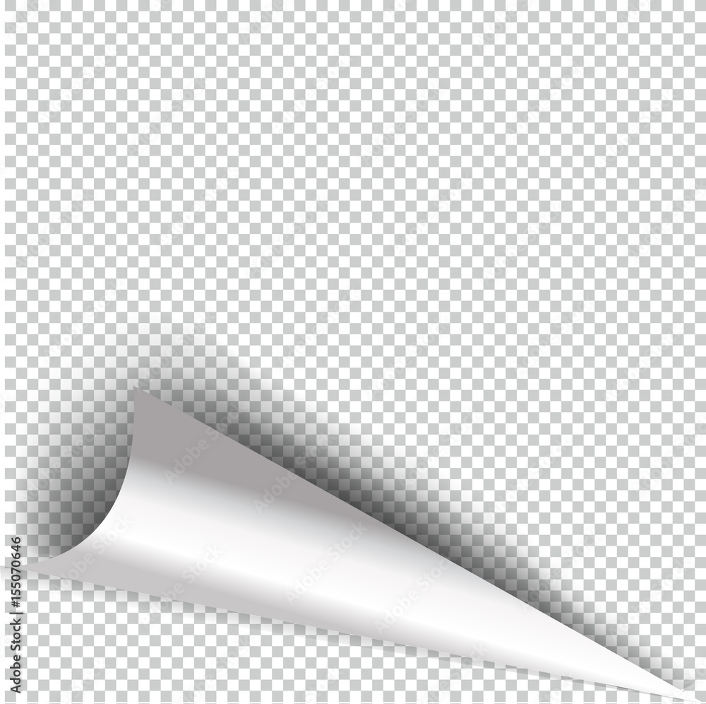 Curly Page Corner realistic illustration with transparent shadow Stock ...