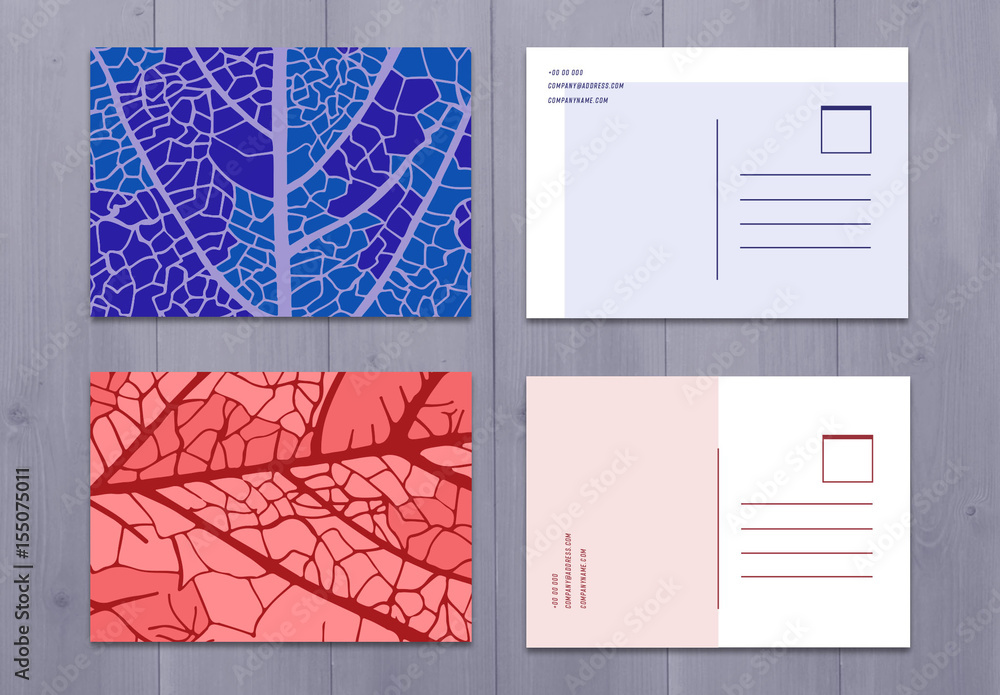 Four Colorful Illustrated Post Card Layouts Stock Template | Adobe Stock