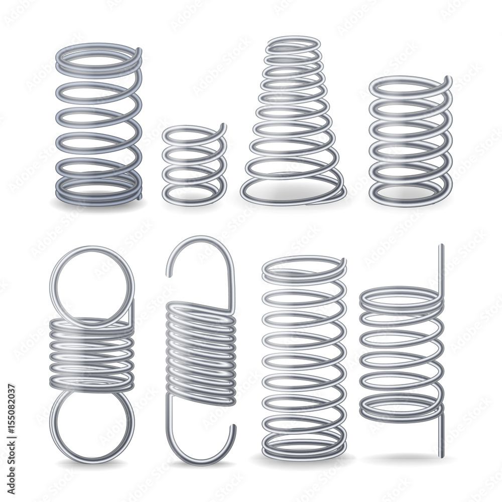Spiral Flexible Wire. Springs Of Compression, Tension And Torsion. Set ...
