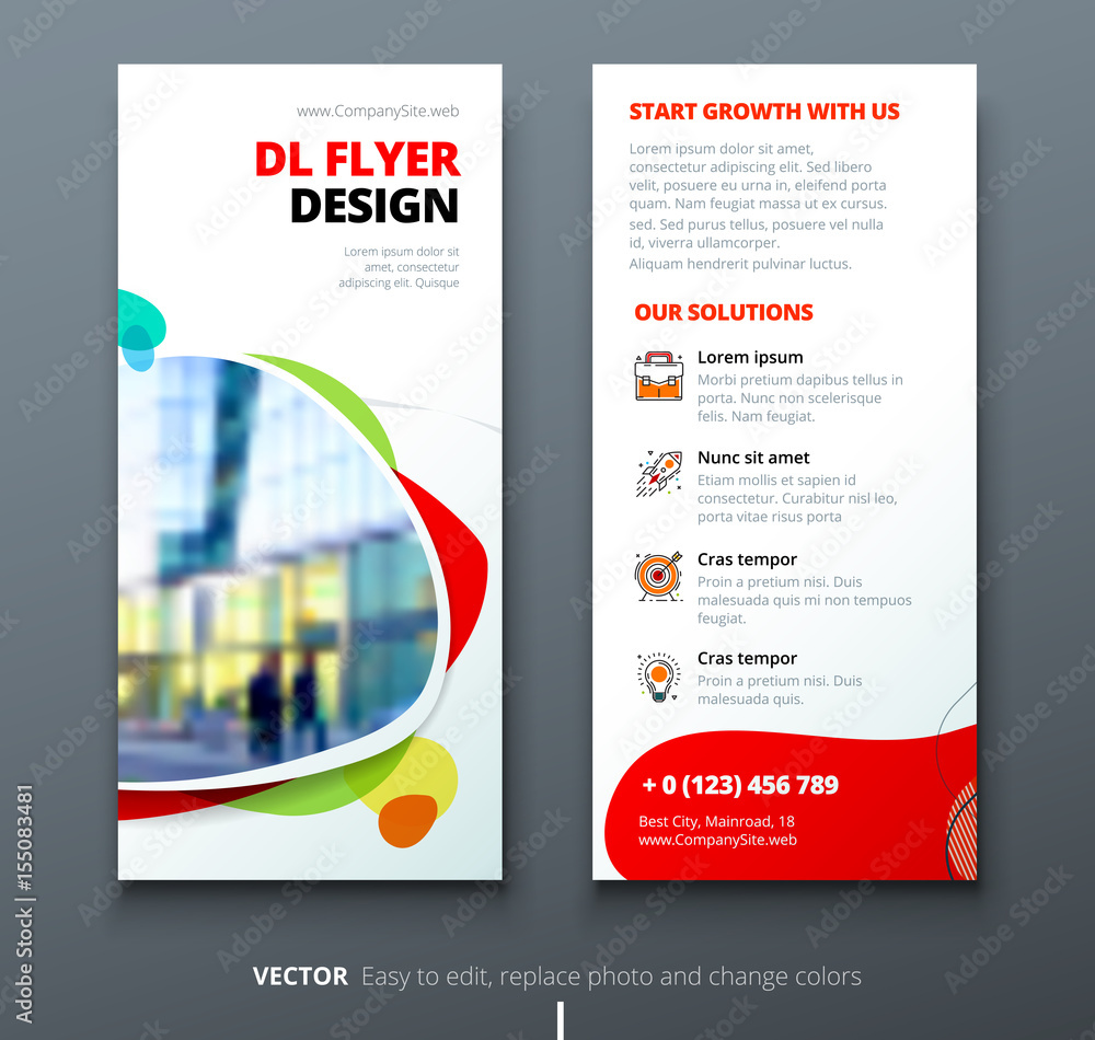 DL flyer design. Corporate business template for DL flyer with color ...
