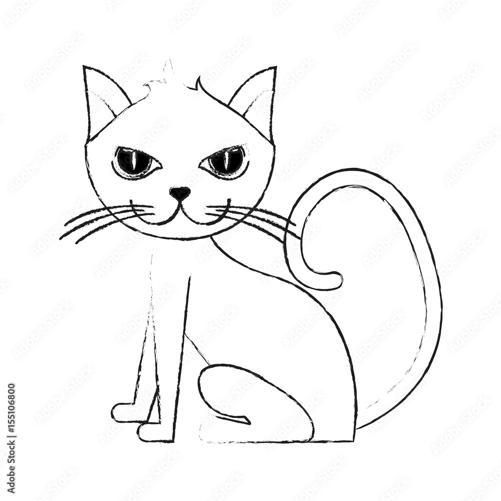 How To Draw Cat Sitting Side View