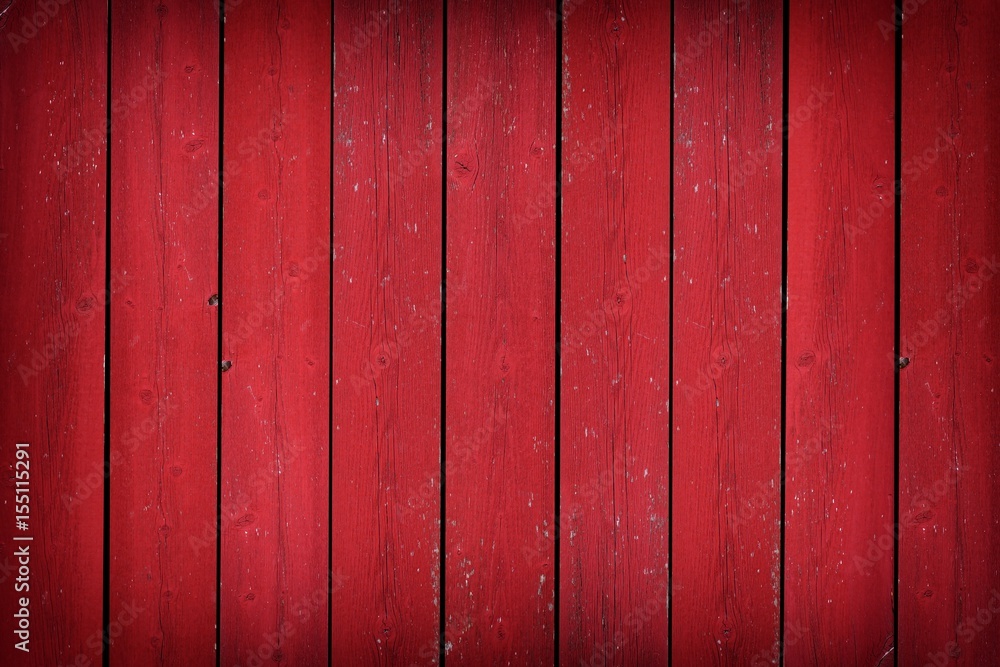 Rustic old weathered red wood plank background with vignette Stock ...