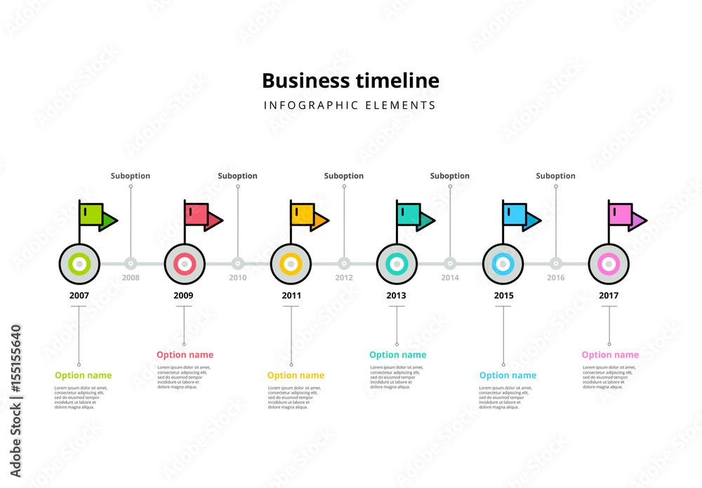 6-Step Timeline Infographic with Colorful Icons 2 Stock Template ...