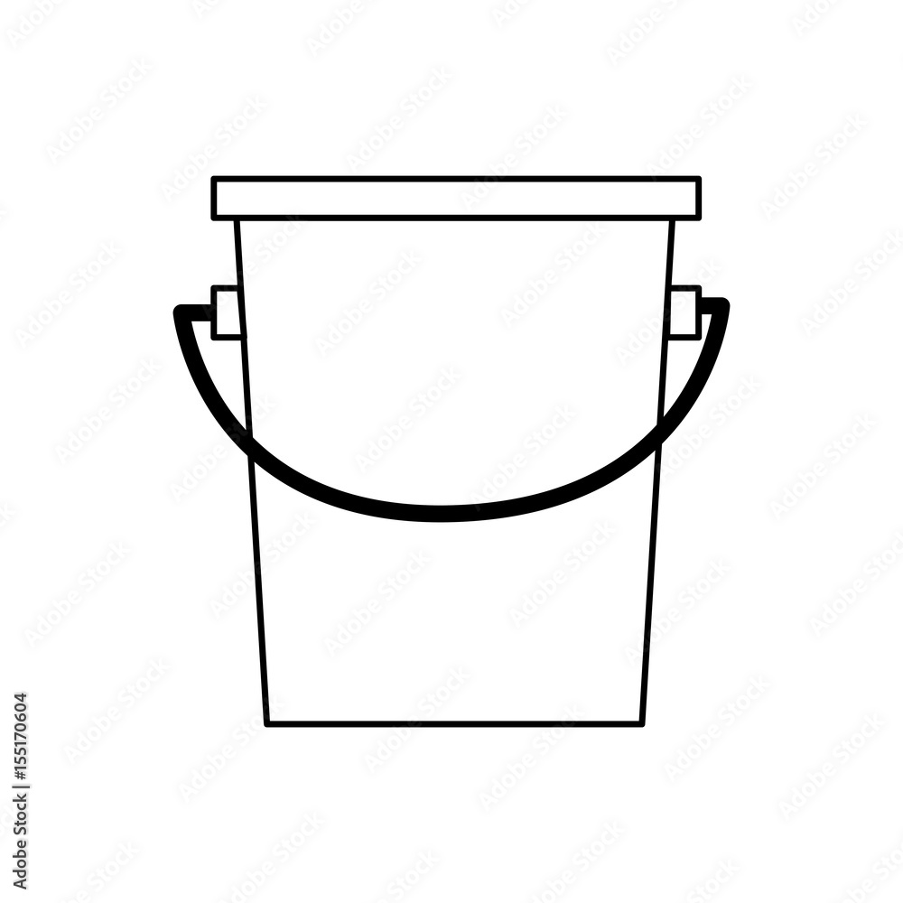 bucket fishing equipment object outline vector illustration Stock ...