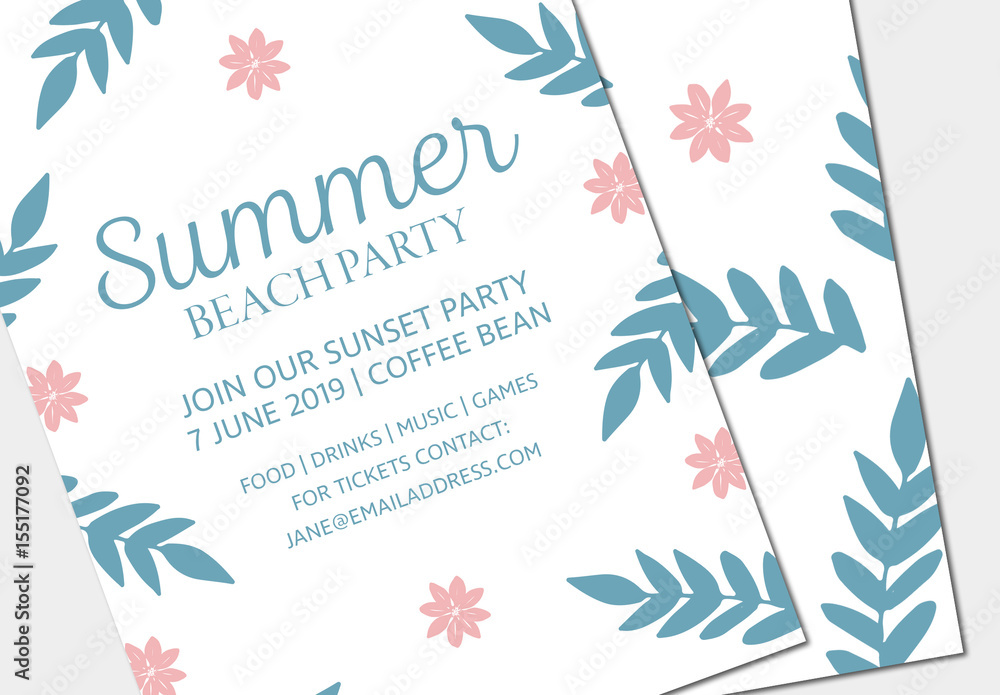 Summer Party Invitation Layout 3 Stock Template | Adobe Stock
